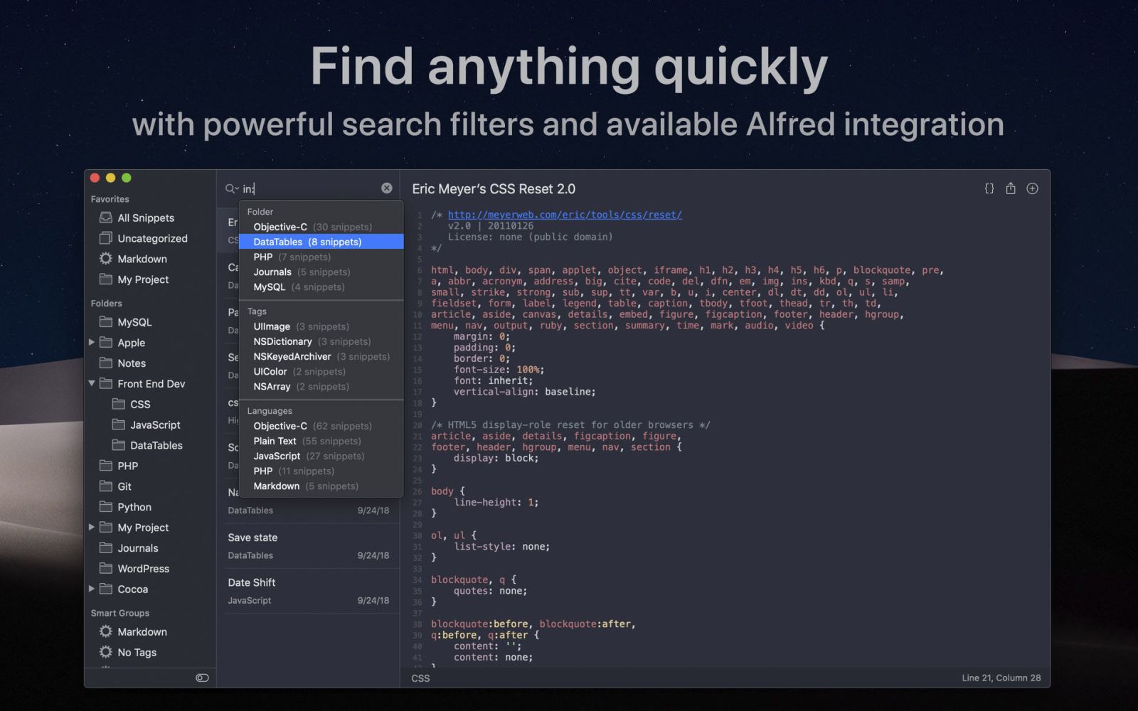 Free Download SnippetsLab MacOS – Code Management Tool for Developers
